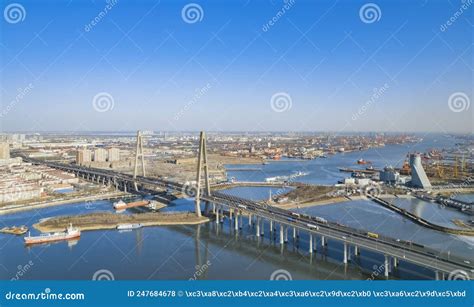 Aerial View Of Haihe Bridge In Tianjin Binhai New Area Editorial Stock