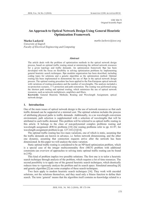 Pdf An Approach To Optical Network Design Using General Heuristic Optimization Framework