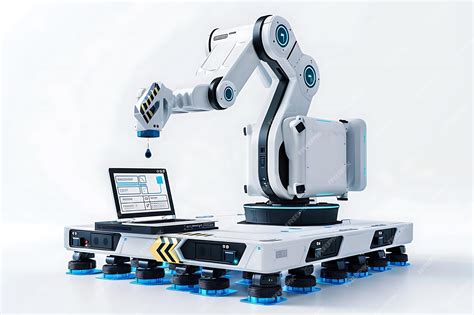 Futuristic Robotic Arm With Lcd Screen And Multidirectional Wheels