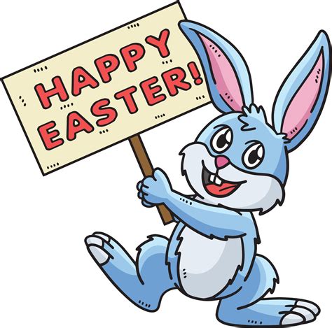 Bunny Holding Happy Easter Cartoon Clipart 14743671 Vector Art At Vecteezy