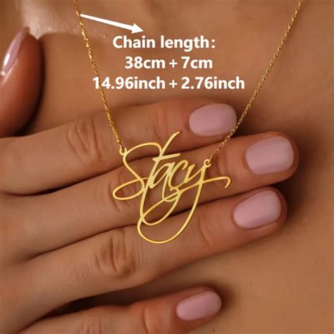 Customized Name Necklace Cursive Font Pendant Elegant Bohemian Style Simple Diy Custom