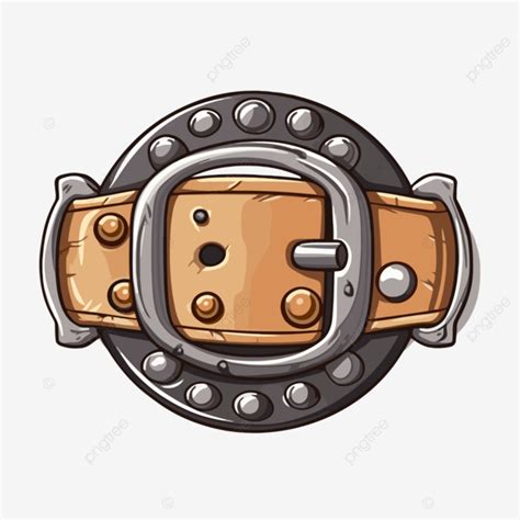 Buckle Clipart Cartoon Belt Buckle With Rivets Isolated On White