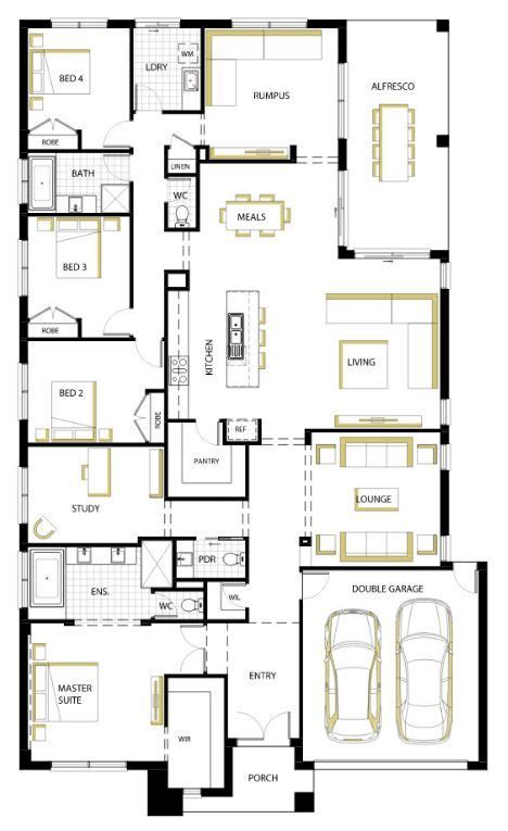 Modernas Planos De Casas De Una Planta 4 Dormitorios