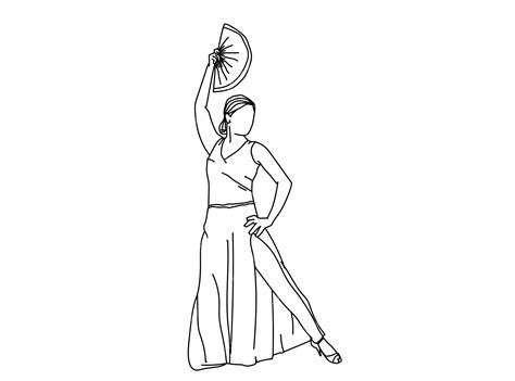 Illustration De Dessin Au Trait Fille Dansante Vecteur Premium