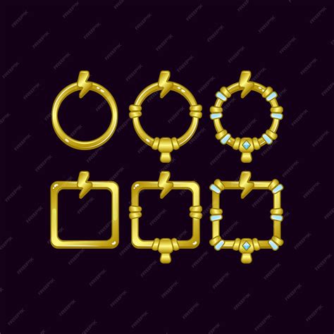 premium vector set of game ui border frame with thunder symbol for