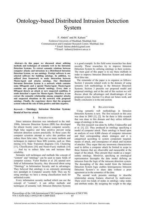 Pdf Ontology Based Distributed Intrusion Detection System
