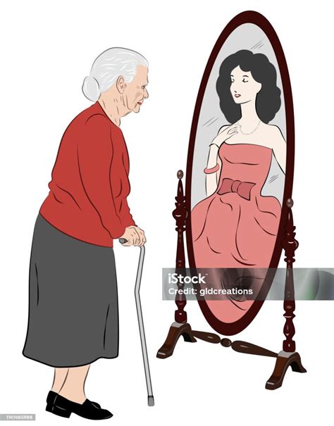 Old Woman Sees Herself As Young Stock Illustration Download Image Now