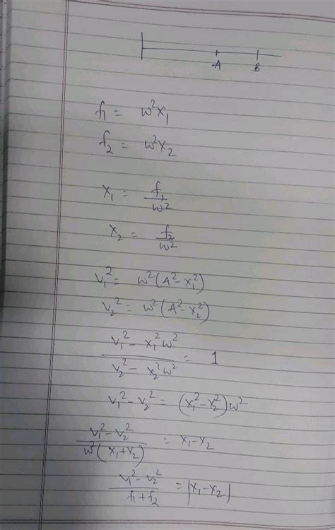 a particle executing shm has velocities vi v2 and acceleration f fin