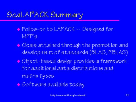 Scalapack Summary