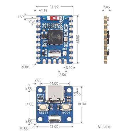 Esp32 S3 Tiny Utvecklingskort Bluetooth Le24 Ghz Wi Fi Baserat På Esp32 S3fh4r2 Esp32 S3 Mini