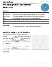 Modeling Exponential Functions A Real World Approach Course Hero