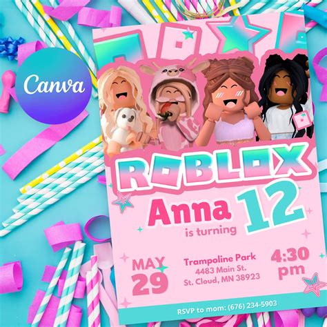 Roblox Theme Invitation Card
