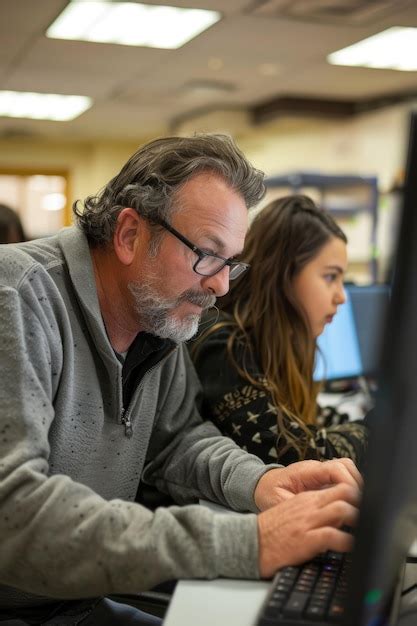 Focused Adults In Collaborative Computer Class For Lifelong Learning And Skill Development Focused Adults In Collaborative Computer Class For Lifelong Learning And Skill Development