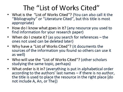 Chapter 5 Documentation Preparing The List Of Works