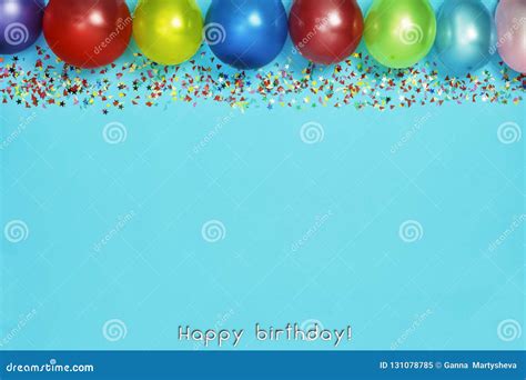 生日快乐周年，气球，边界，卡片，狂欢节，庆祝，五颜六色，五彩纸屑，拷贝空间 库存图片 图片 包括有 五颜六色 飘带 131078785