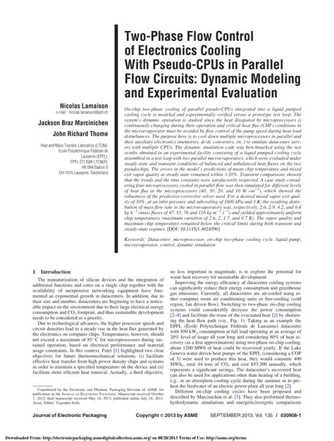 Pdf Two Phase Flow Control Of Electronics Cooling With Pseudo Cpus In