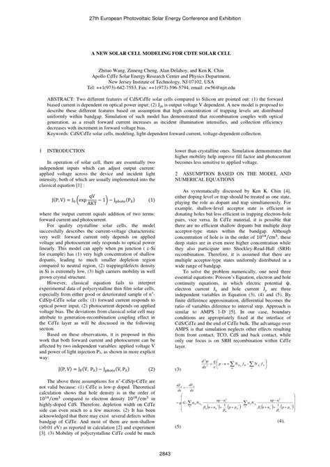 Pdf A New Solar Cell Modeling For Cdte Solar Cell