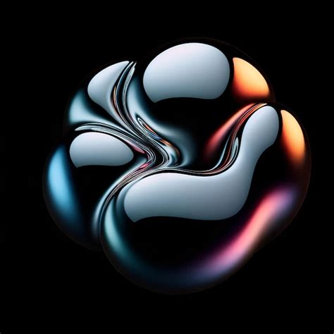 Chromatic Metal Blob Shape With Colorful Gradient Reflections On Black