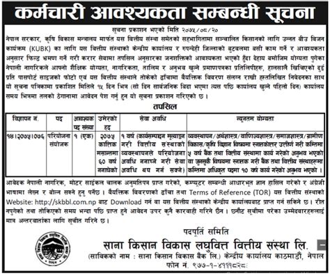 Sana Kisan Bikas Laghubitta Bittiyasanstha Vacancy Notice Collegenp