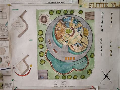 Architecture Sheet House Plan In The Middle Of A Park