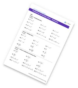 Multiplying Indices Worksheet GCSE Maths FREE