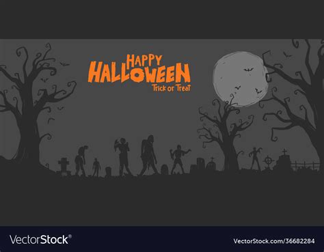 Happy Halloween Design With Zombie Isolated Vector Image