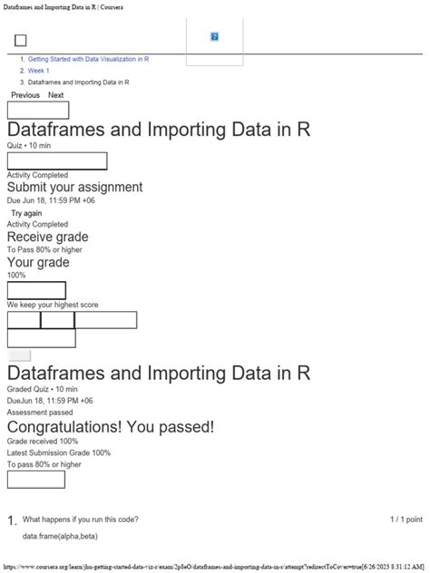 Dataframes And Importing Data In R Coursera Pdf