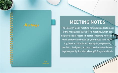 Regolden Book Meeting Notebook For Work With Action Items Project