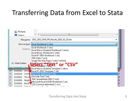 Ppt Transferring Data Into Stata F Rom Microsoft Excel Or Access