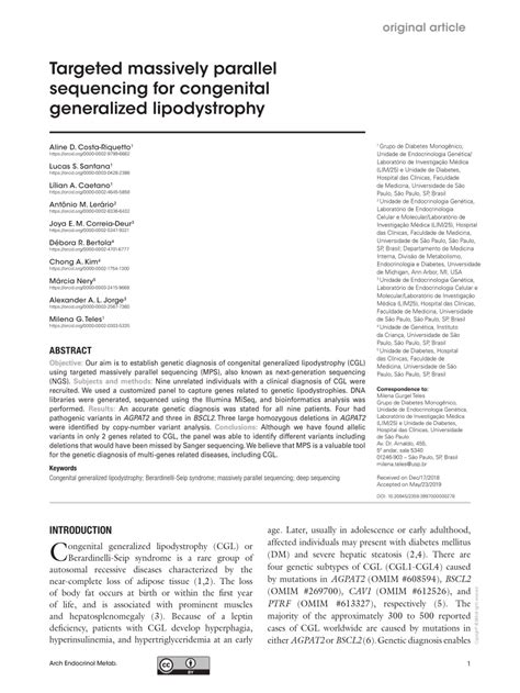 Pdf Targeted Massively Parallel Sequencing For Congenital Generalized
