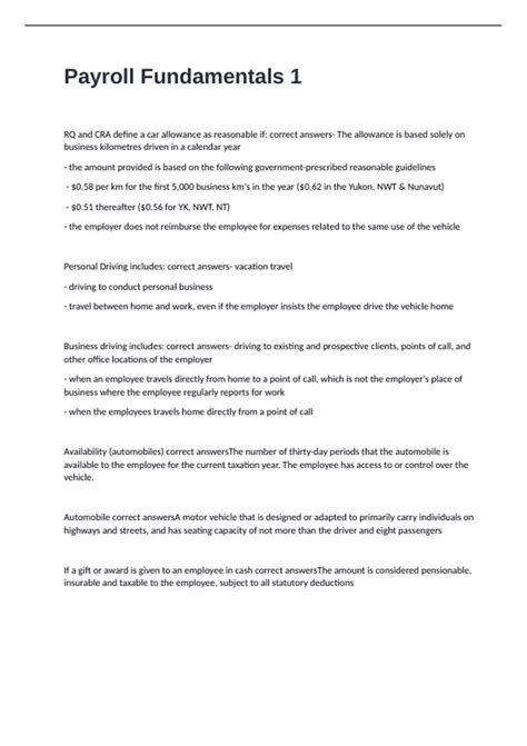 Payroll Fundamentals 1 Exam 20242025 With Correct Answers Payroll