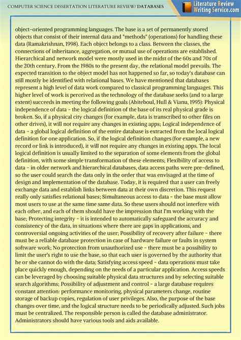 Computer Science Dissertation Literature Review Example Literature