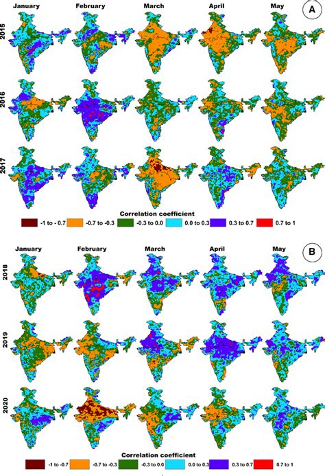Meteorological Subdivision Wise Spatial Correlation Maps Between