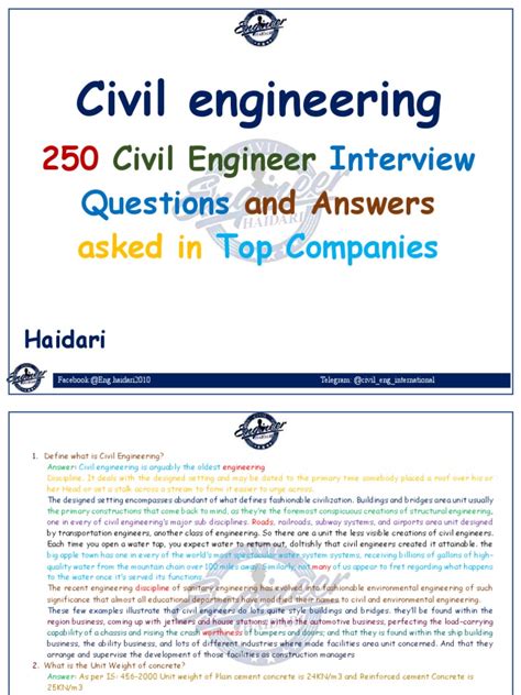 250 Civil Engineer Interview Questions And Answers Asked In Top Pdf