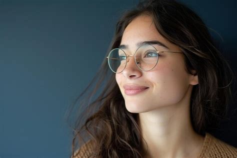 Portrait Of A Smiling Young Korean Woman Wearing Glasses Looking To The