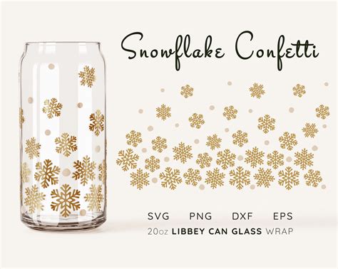 Snowflake Libbey Glass Svg Christmas Libbey Glass Can Svg Libbey Glass Wrap Svg Beer Can Glass