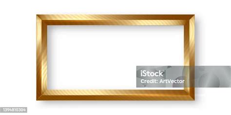 금박 나무의 직사각형 프레임 줄무늬가있는 화려한 황금 그림 프레임 흰색 배경에 고립 된 고전적인 골드 럭셔리 테두리 벡터