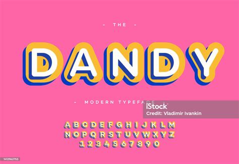 벡터 멋쟁이 글꼴 3d 굵게 인쇄 술 San을 리프 화려한 스타일 3차원 형태에 대한 스톡 벡터 아트 및 기타 이미지 3차원