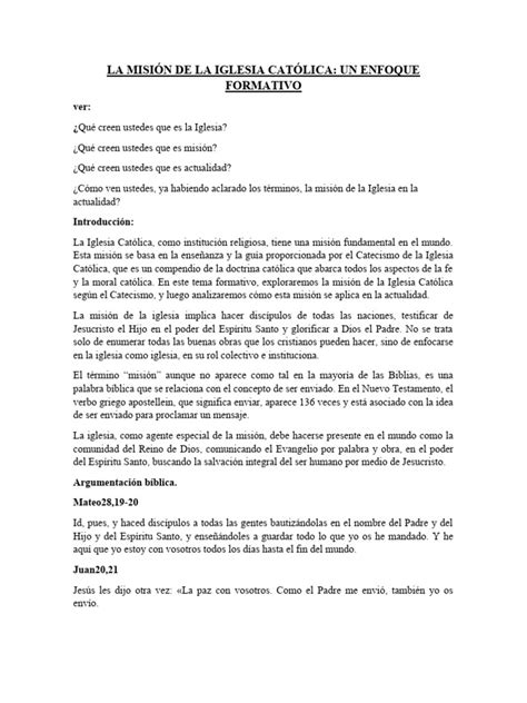 La Misión De La Iglesia Católica Pdf Iglesia Católica Cristo Título