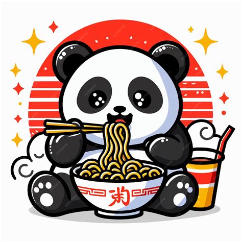 милый мультфильм панды изолирован на белом фоне векторная иллюстрация Премиум Ai