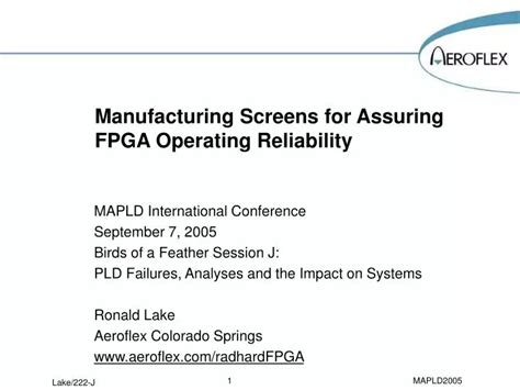 Ppt Manufacturing Screens For Assuring Fpga Operating Reliability