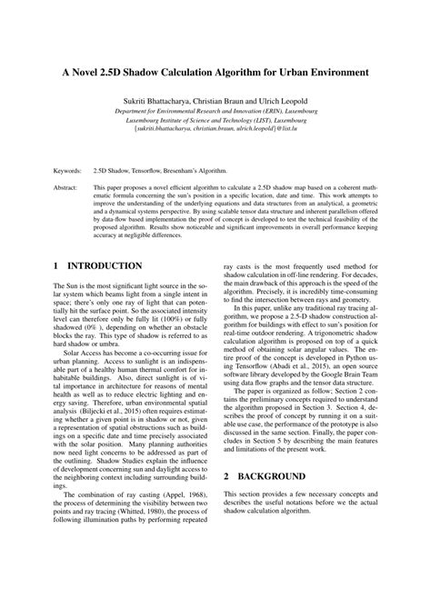 Pdf A Novel 25d Shadow Calculation Algorithm For Urban Environment