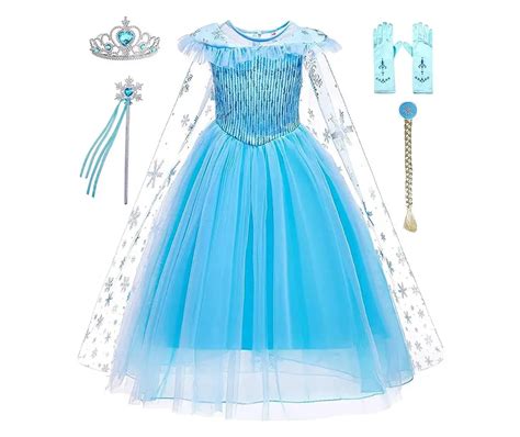 Rochie Elsa Frozen Cu Pelerina Si Accesorii Funny Party Shop