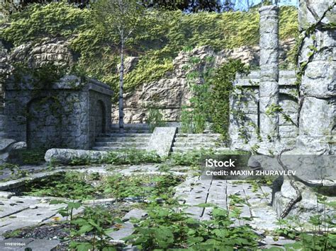 숲 의 버려진 사원 유적 3d 일러스트 0명에 대한 스톡 사진 및 기타 이미지 0명 3차원 형태 건물 외관 Istock