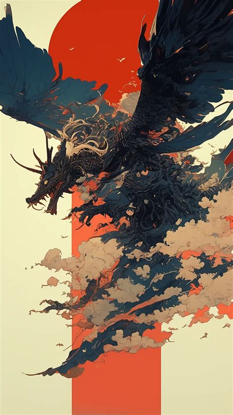 黒龍が雲間に潜む静寂｜イラスト・フリー素材なら「シンテリ」