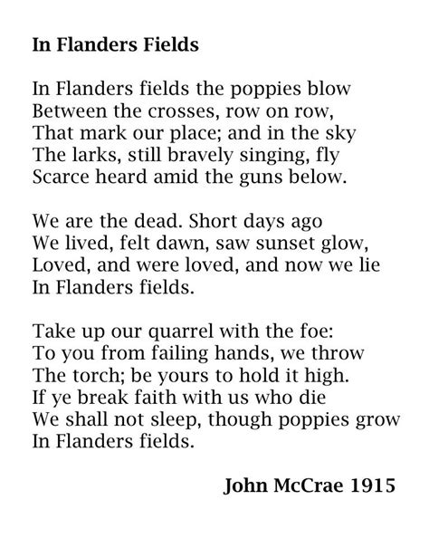 Flanders Field Poem Lyrics