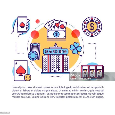 카지노 문서 페이지 벡터 템플릿입니다 라스베가스 도박 및 기회의 게임 포커 슬롯 베팅 브로셔 잡지 선형 아이콘과 텍스트소책자 요소 인쇄 디자인 컨셉 일러스트레이션 라스