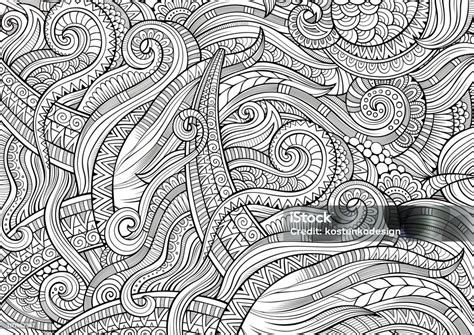 Abstrak Sketsa Coret Tangan Digambar Pola Etnis Ilustrasi Stok Unduh