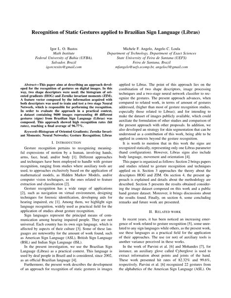 Recognition Of Static Gestures Applied To Brazilian Sign Language