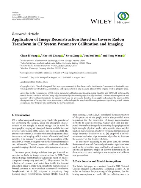 Pdf Application Of Image Reconstruction Based On Inverse Radon